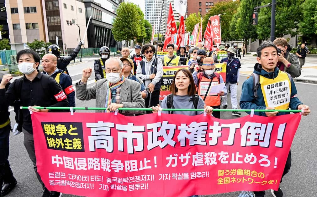 與中共有淵源日本極左翼示威：「打倒高市｣、「停止侵略中國」 | 國際 | Newtalk新聞